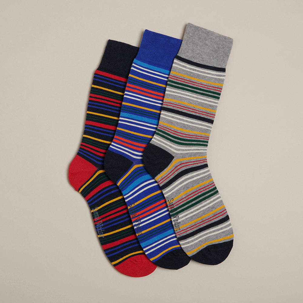 Striped Cotton Rich Socks - 3 Pack – Samuel Windsor