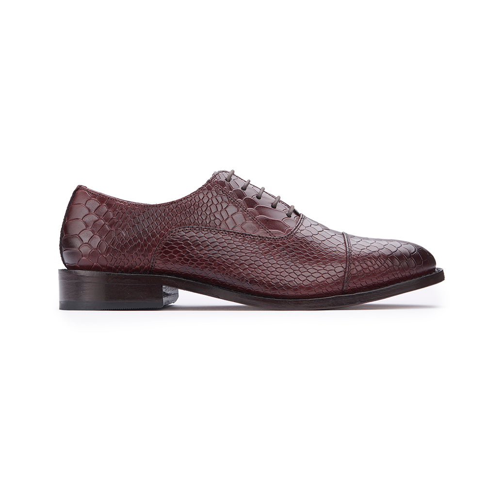 Oxford Shoe - Croc Burgundy – Samuel Windsor